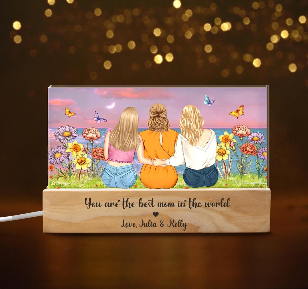 Custom Mom and Daughter Portrait Night Light, Custom Mom Gift From ...