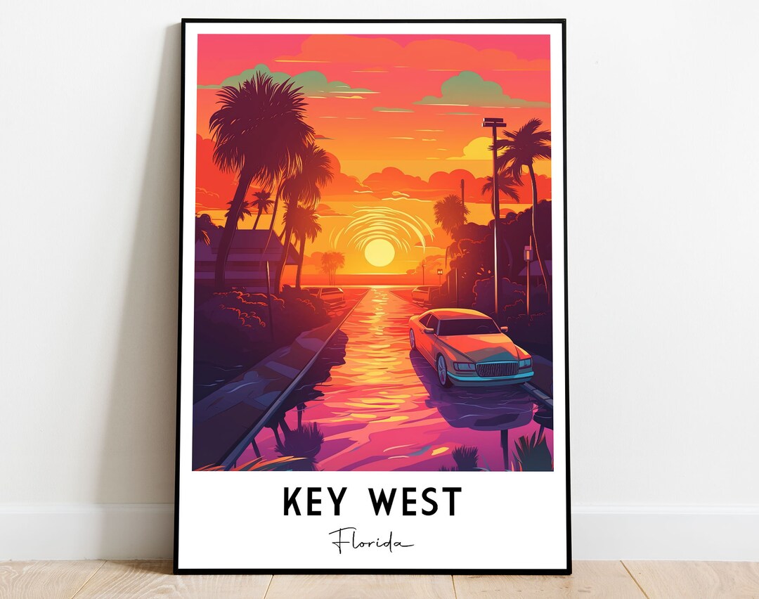 Sunset at Key West Poster, Florida Poster, Key West Wall Art, Florida ...