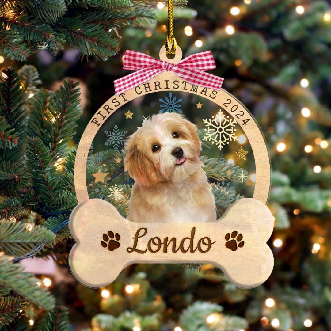 Personalized Dog First Christmas Ornament, Pet Ornament, Dog Portrait ...