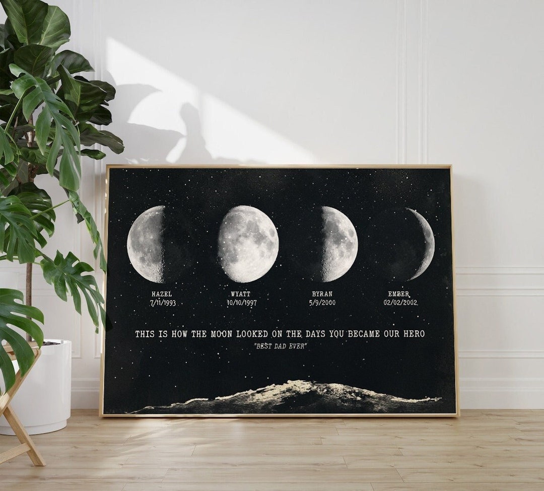 Personalized Moon Phase Canvas Art, Father's Day Gift, Custom Moon ...