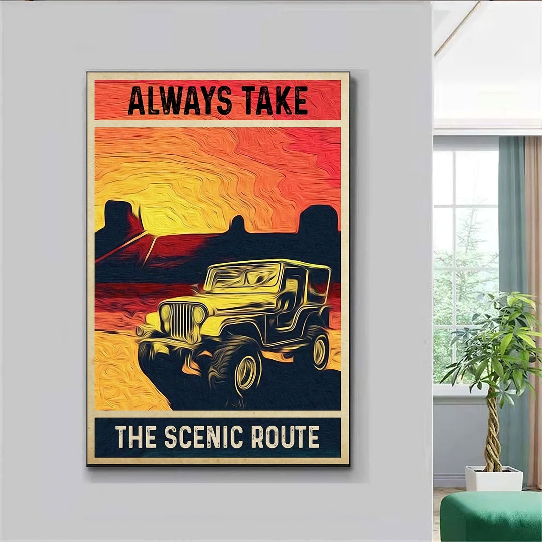 Always Take the Scenic Route Poster, Retro off Road Car Poster, Classic ...
