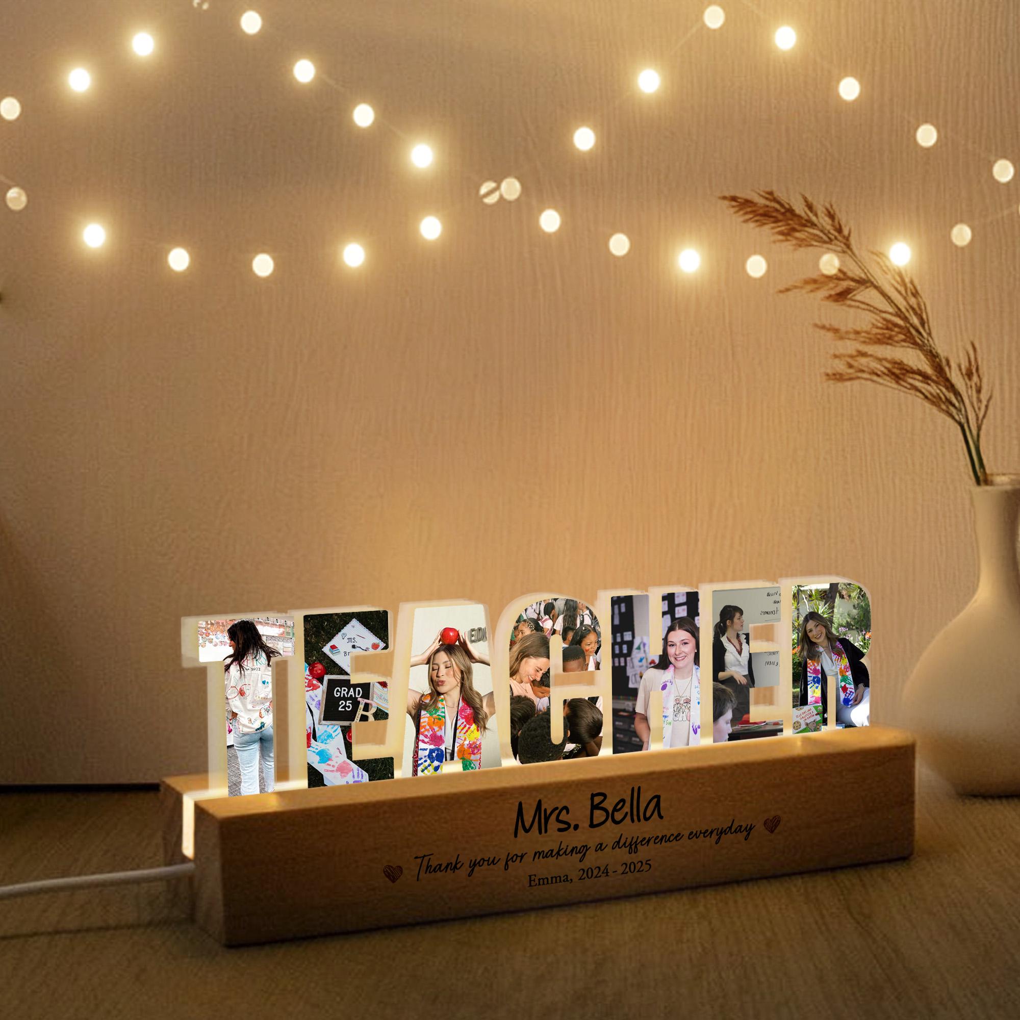 Custom Teacher Photo Collage Night Light, Teacher Appreciation Gift ...