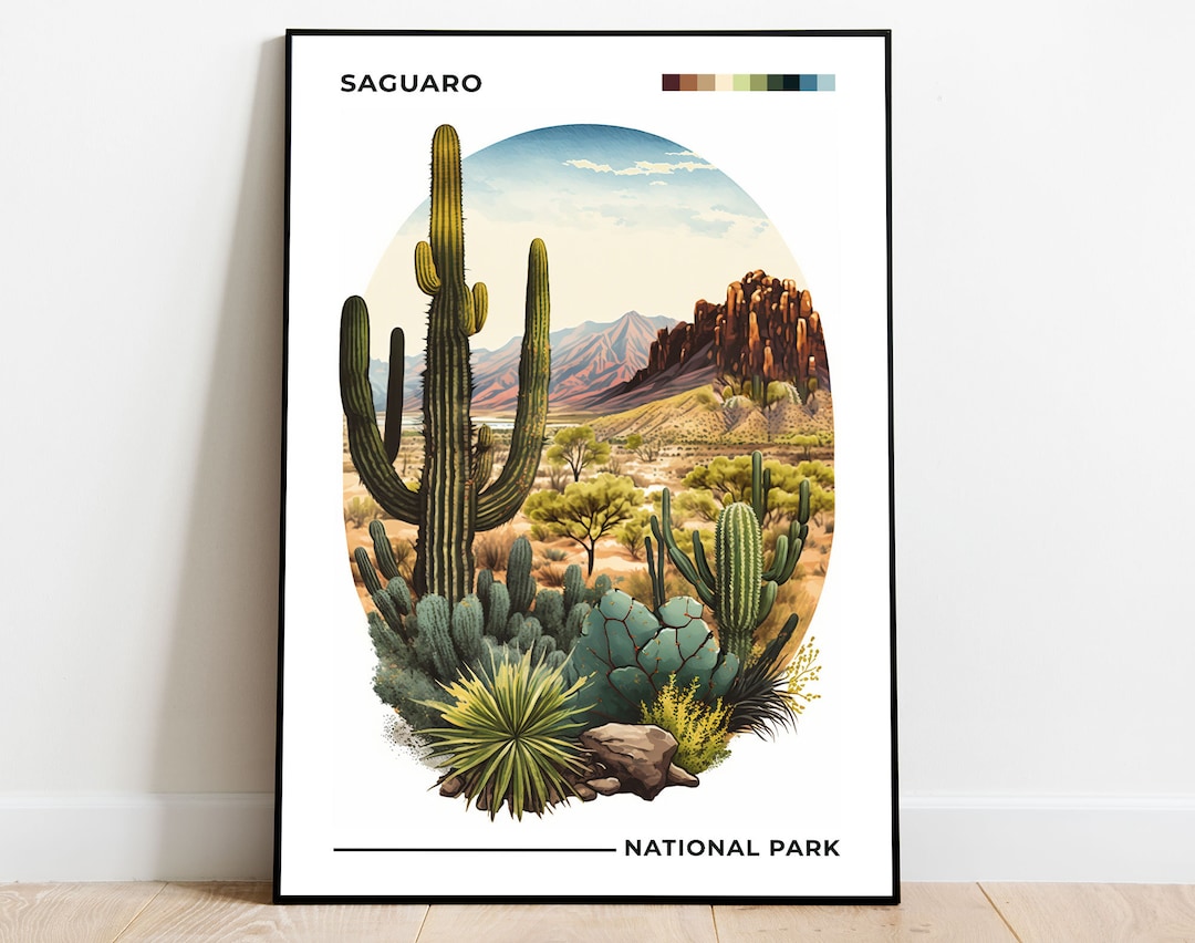 Saguaro National Park Poster, US National Parks Poster, Arizona Poster ...