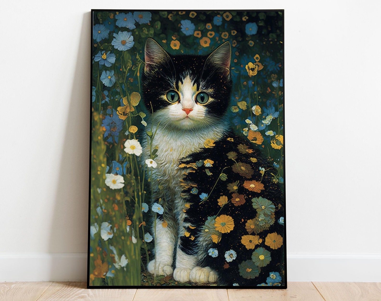 Garden Calico Cat Poster Flower Cat Art Cute Calico Cat - Etsy