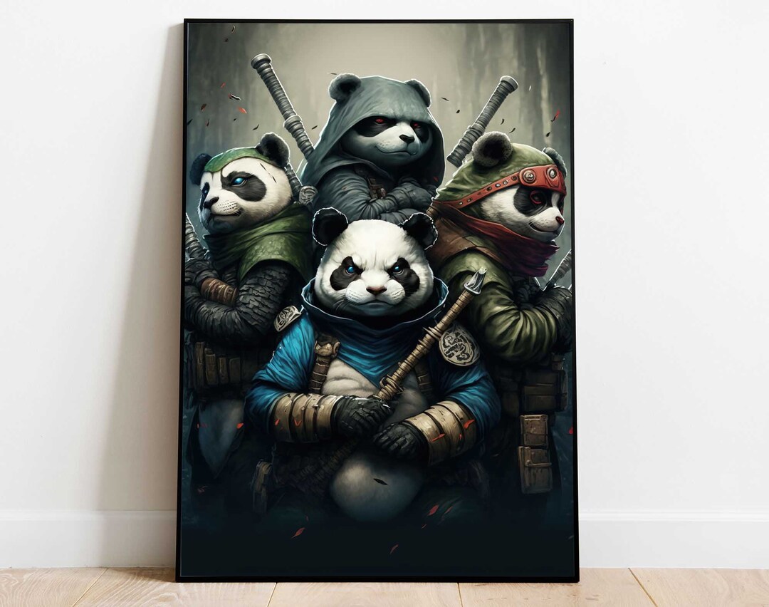 Funny Teenage Mutant Ninja Pandas Poster, Ninja Poster, Ninja Lover Art ...