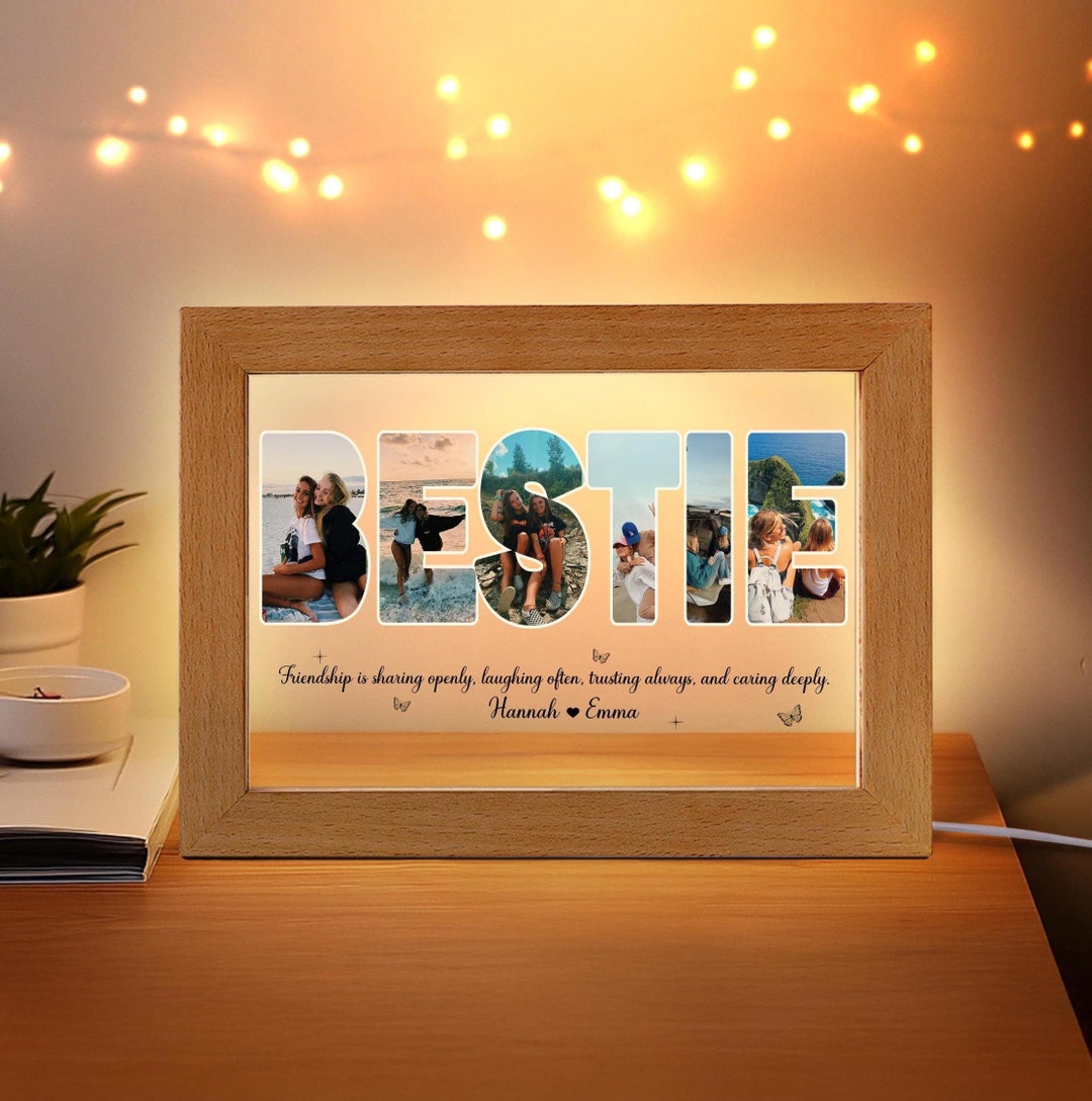 Custom Bestie Photo Frame Night Light, Custom Friendship Gift, Besties ...