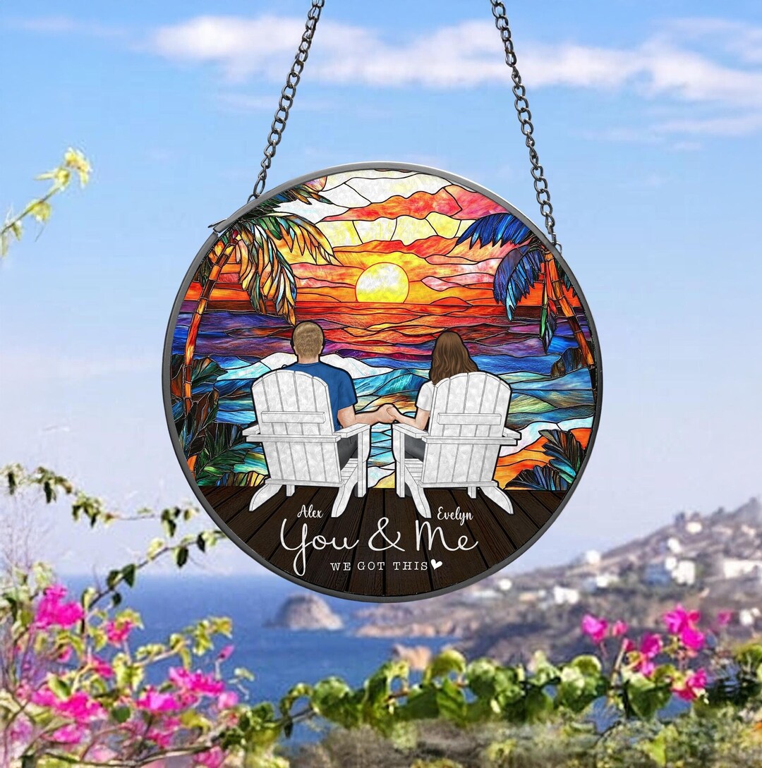 Custom Couple Glass Art Suncatcher, You & Me We Got This Suncatcher ...