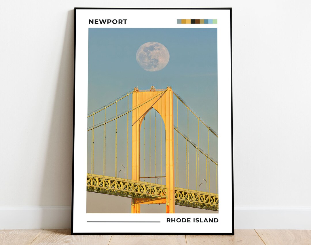 Newport Bridge Poster, Rhode Island Art, RI Poster, Seaside City Poster ...