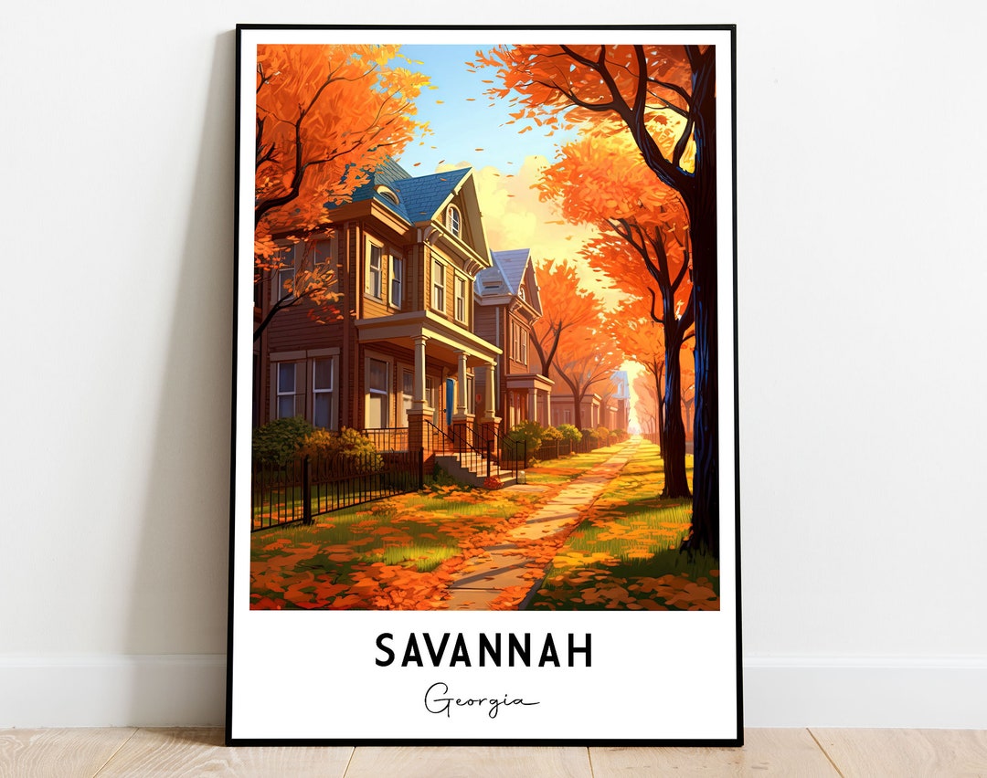 Savannah Historic District Poster, Georgia Poster, Georgia Travel Art ...