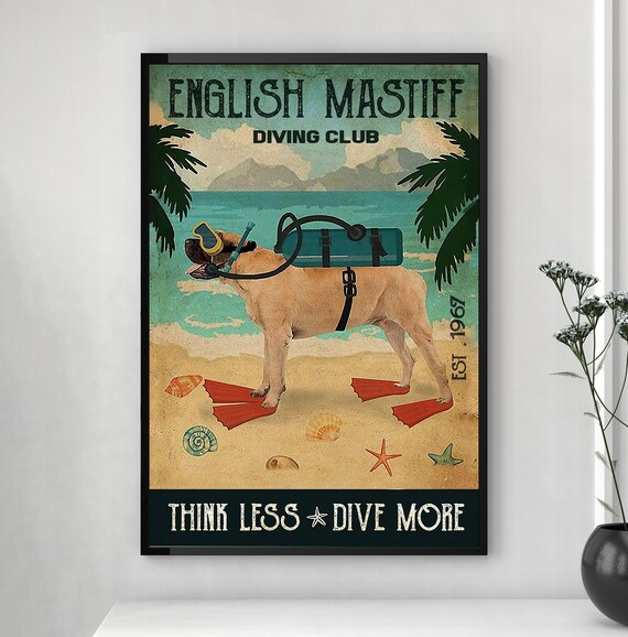 English Mastiff Poster Dog Diving Club Poster American - Etsy