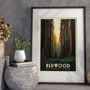 Redwood National Park Poster, California Poster, US National Parks ...