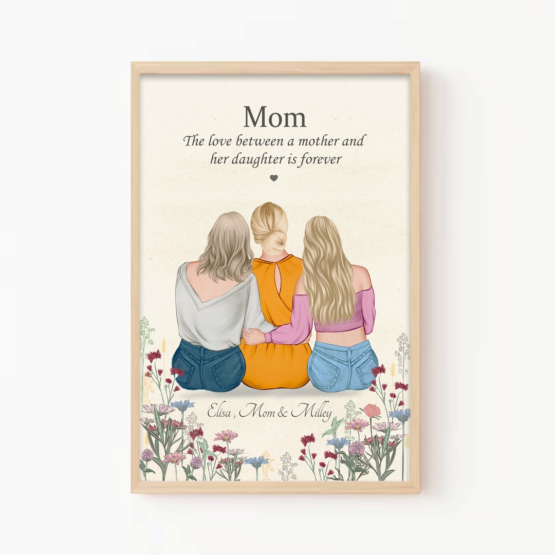 Personalized Mother Daughters Poster, Custom Mothers Day Gift, Family ...