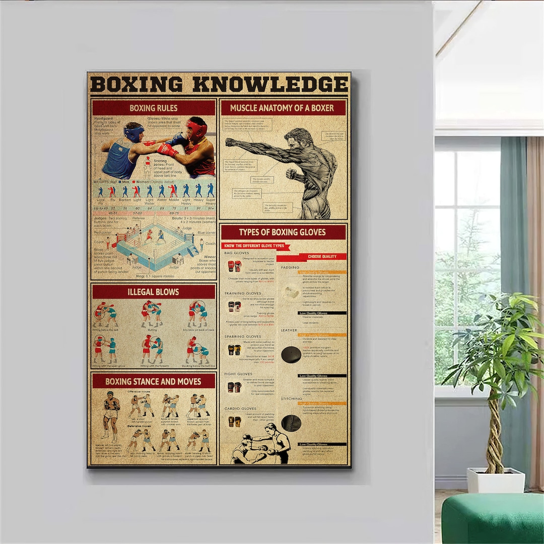 Boxing Guide Poster, Boxing Anatomy Knowledge Poster, Boxing Wall Art ...