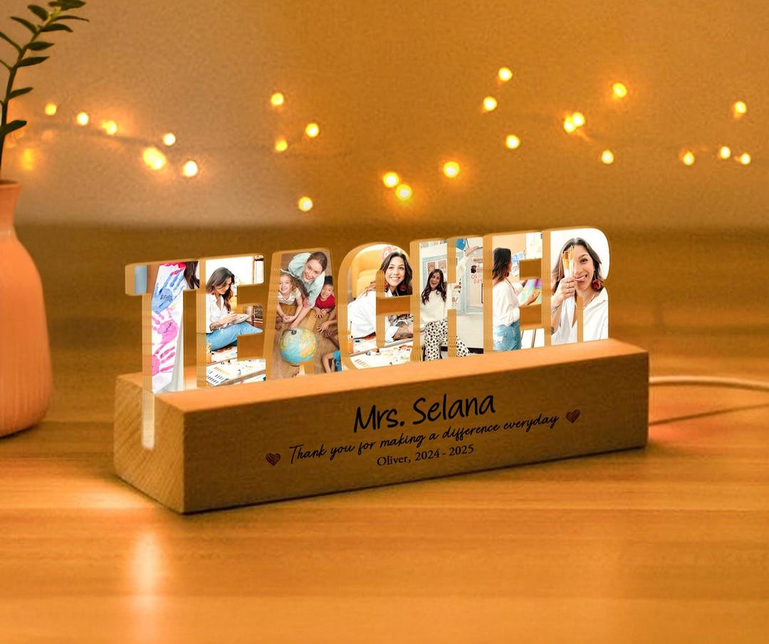Custom Teacher Photo Collage Night Light, Teacher Appreciation Gift ...