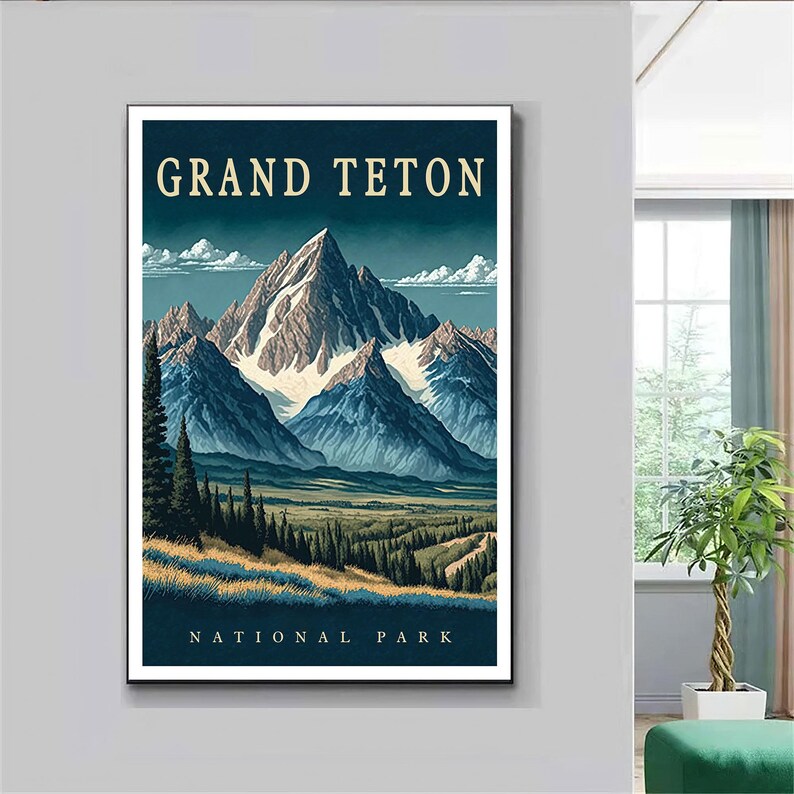 Grand Teton National Park Poster Wyoming Art Teton Range - Etsy