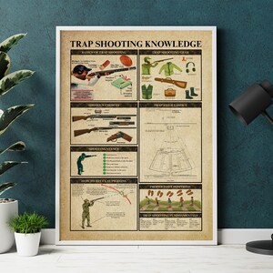 Trap Shooting Knowledge Poster, Trap Shooting Lover Poster, Vintage ...