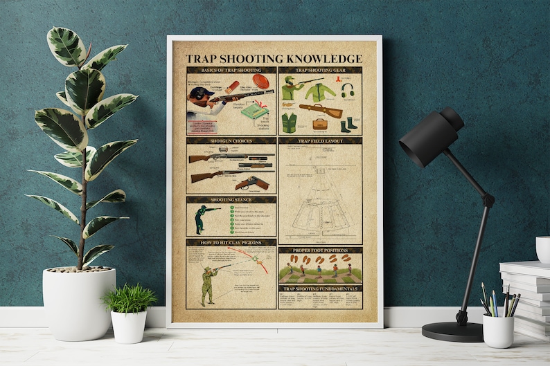 Trap Shooting Knowledge Poster, Trap Shooting Lover Poster, Vintage ...