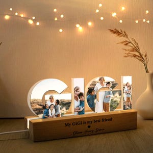 Personalized Gigi Photo Collage Night Light, Custom Grandma Photo Gift ...