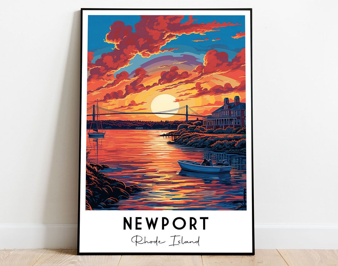 Newport Wall Art, Sunset Poster, Rhode Island Travel Art, Seaside City ...