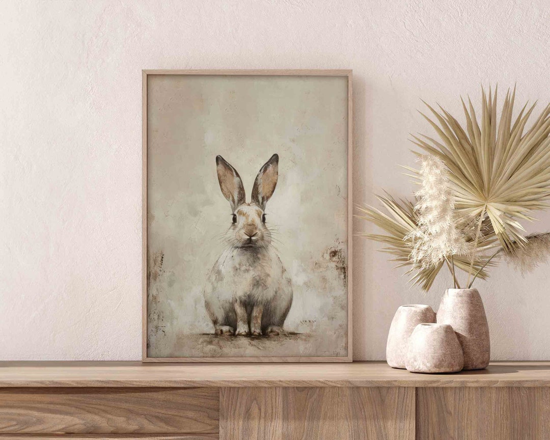 Easter Bunny Poster, Easter Wall Art, Animal Poster, Rustic Home Decor ...