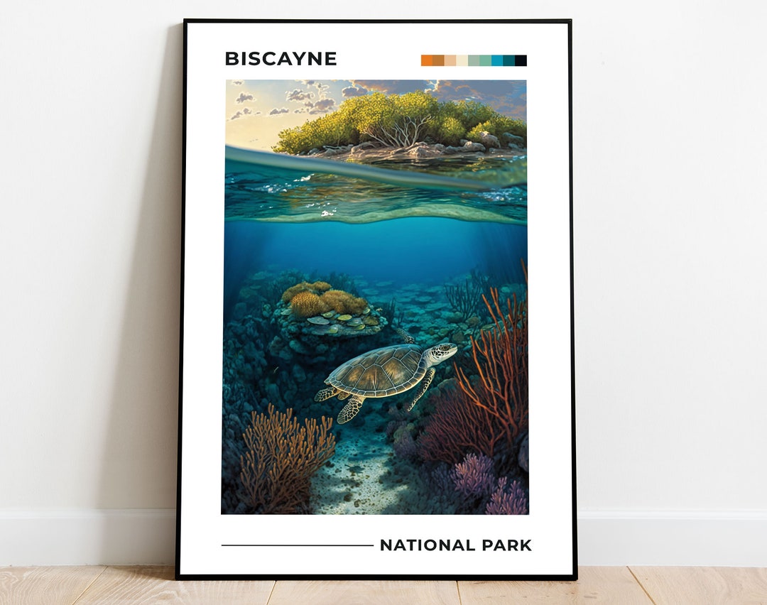 Biscayne National Park Poster US National Parks Poster Sea - Etsy