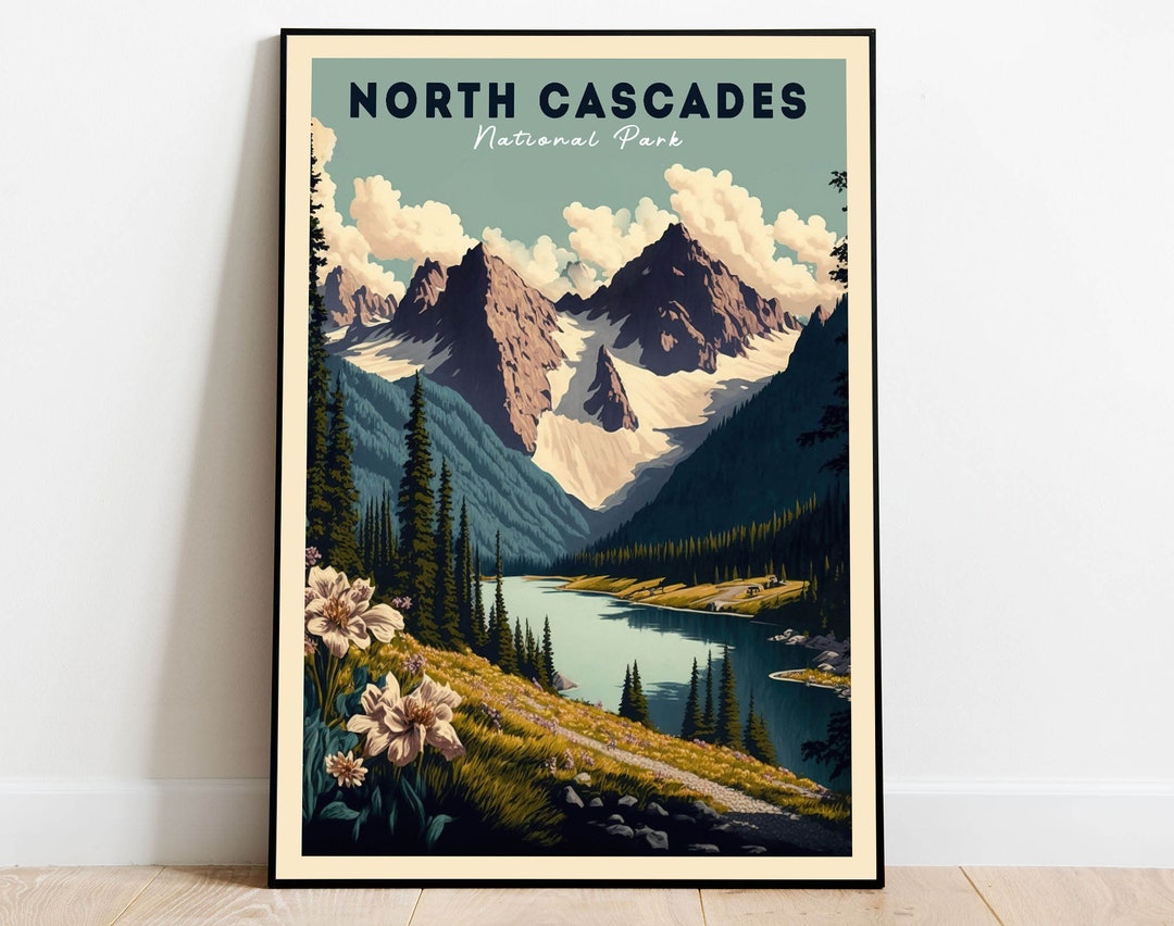 North Cascades National Park Poster, US National Park Poster ...