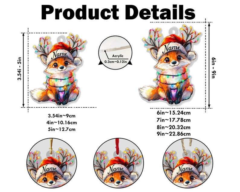 Custom Fox Christmas Ornament, Custom Kids Christmas Ornament, Cute Fox ...