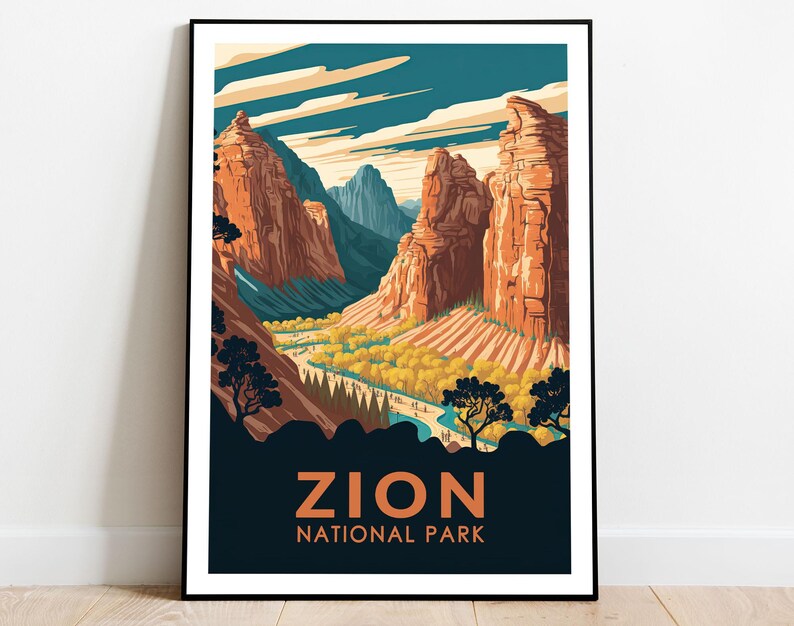 Zion National Park Poster Zion Travel Wall Art Utah Poster - Etsy