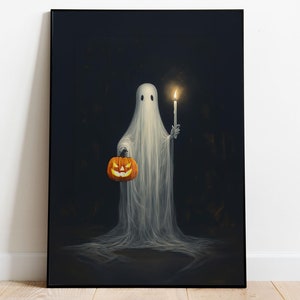 Cute Boo Poster Halloween Ghost Holding A Candle Poster - Etsy