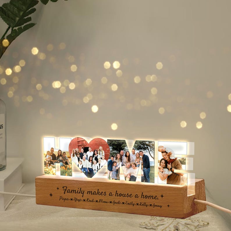 Personalized Family Photo Collage Night Light, Family Photo Gift ...