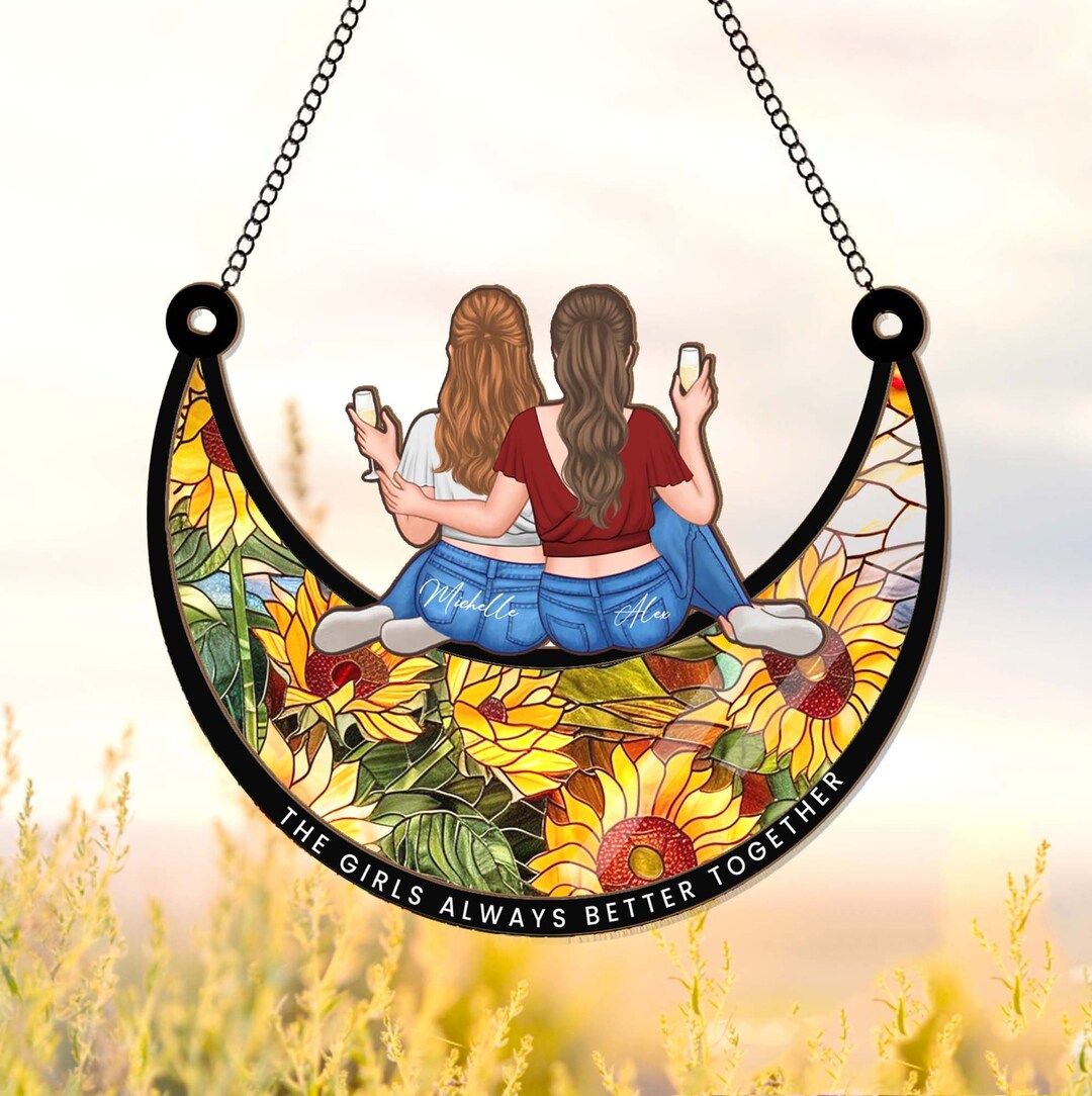 Personalized Best Friend Suncatcher Gift, Custom Bestie Window Hangings ...