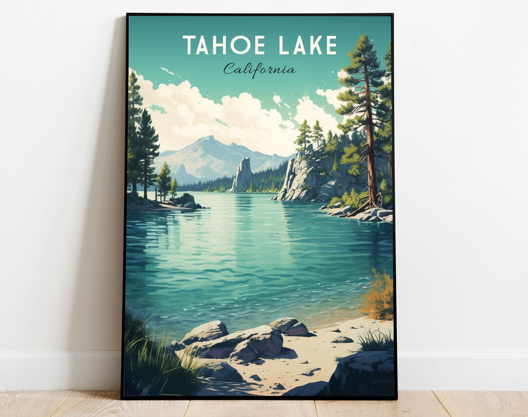 Tahoe Lake California Poster, Lake Tahoe Wall Art, Nevada Poster, Tahoe ...