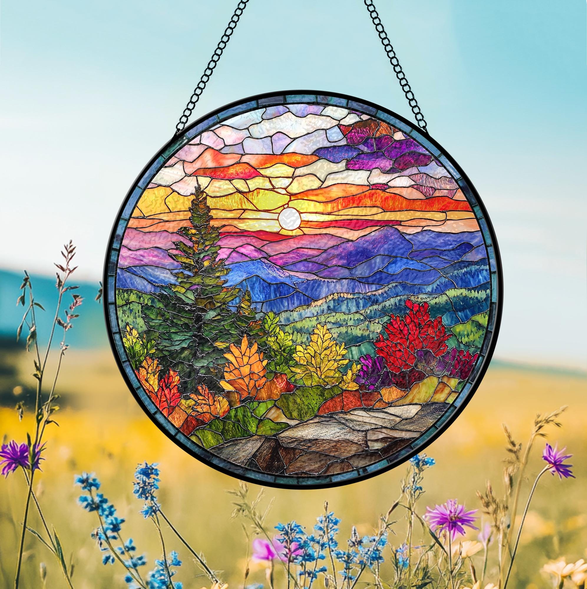 Blue Ridge Mountains Glass Suncatcher, Mountain Glass Art, Blue Ridge ...