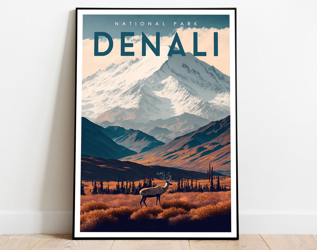 Denali National Park Poster, USA National Parks Poster, Mount Mckinley ...