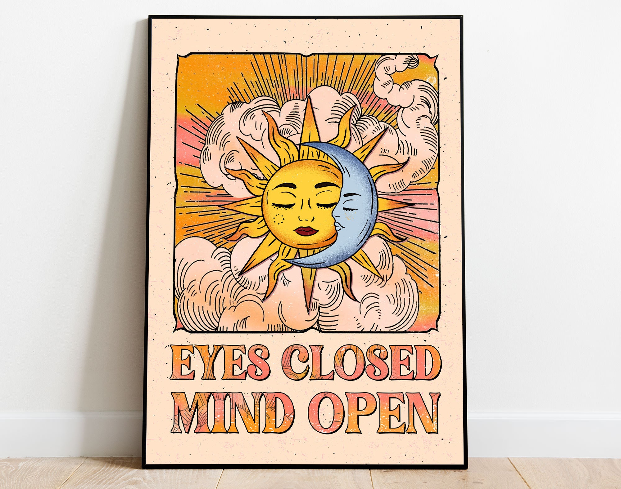Hippie Art Sun And Moon