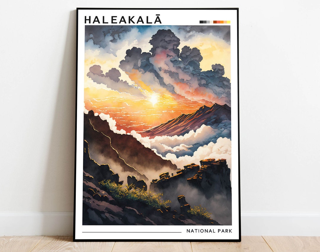 Haleakala National Park Poster, Sunrise Poster, US National Park Poster, Maui Hawaii Art, Travel ...