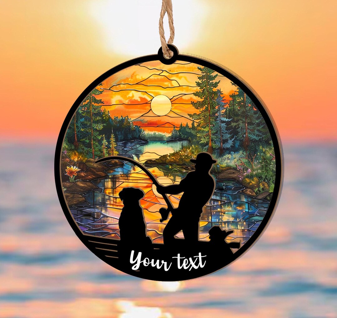 Custom Fishing Dad Memorial Gift, Dad Memorial Suncatcher, in Loving ...