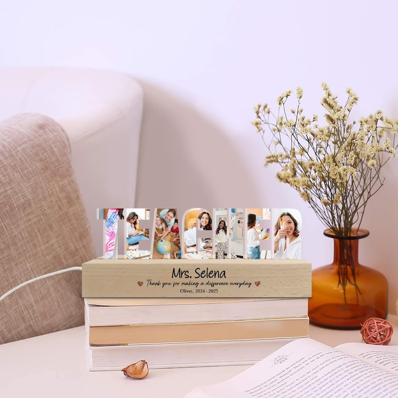 Custom Teacher Photo Collage Night Light, Teacher Appreciation Gift ...
