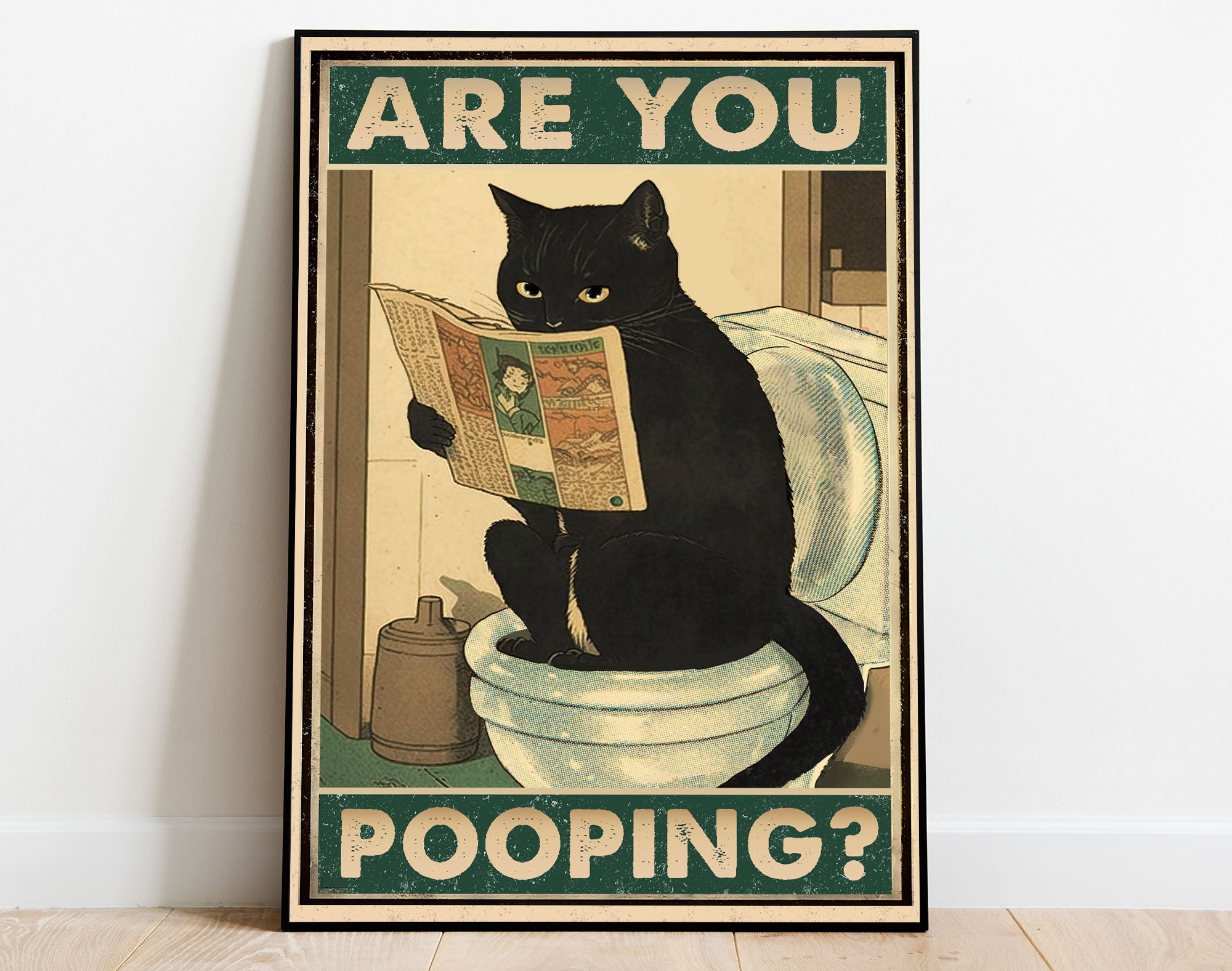 Are You Pooping Poster, Funny Black Cat Toilet Poster, Funny Bathroom ...