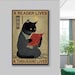 Funny Reading Cat Poster, Black Cat Poster, Cat Book Art, Reading Cat ...