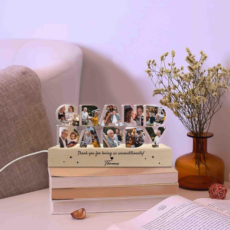 Personalized Granddaddy Photo Collage Night Light, Family Photo Gift ...