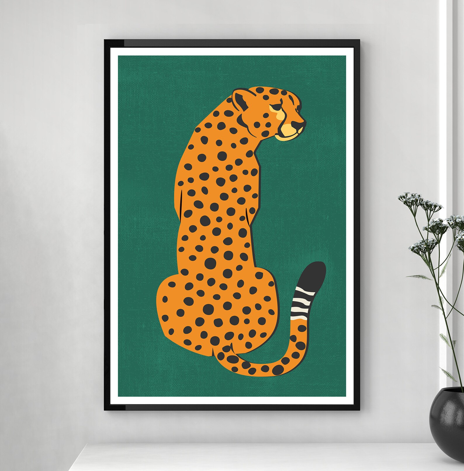 Vintage Cheetah Poster Feline Green Wall Art Leopard Art - Etsy