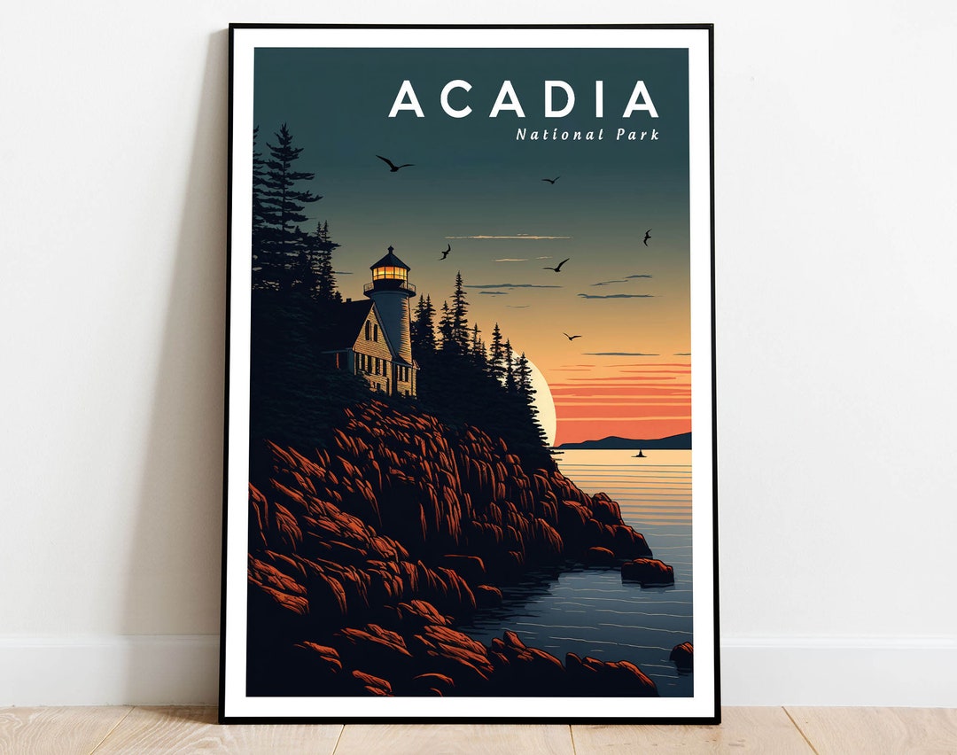 Acadia National Park Poster, Maine Poster, US National Parks Poster ...
