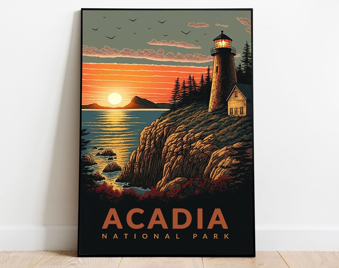 Acadia National Park Poster, US National Parks Poster, Maine Poster ...