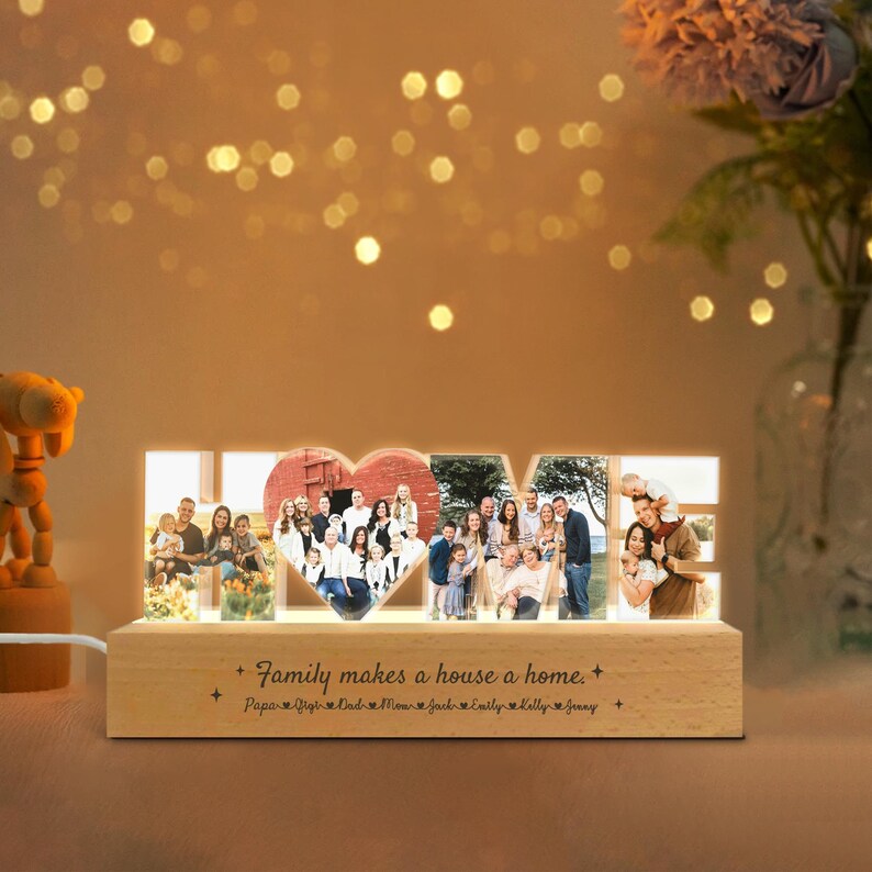 Personalized Family Photo Collage Night Light, Family Photo Gift ...