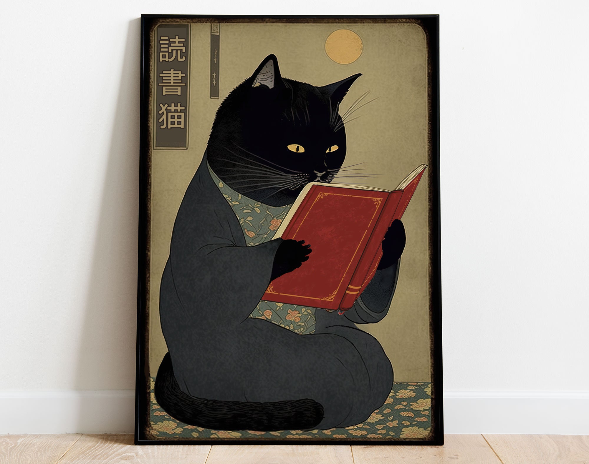 Black Cat Reading A Book