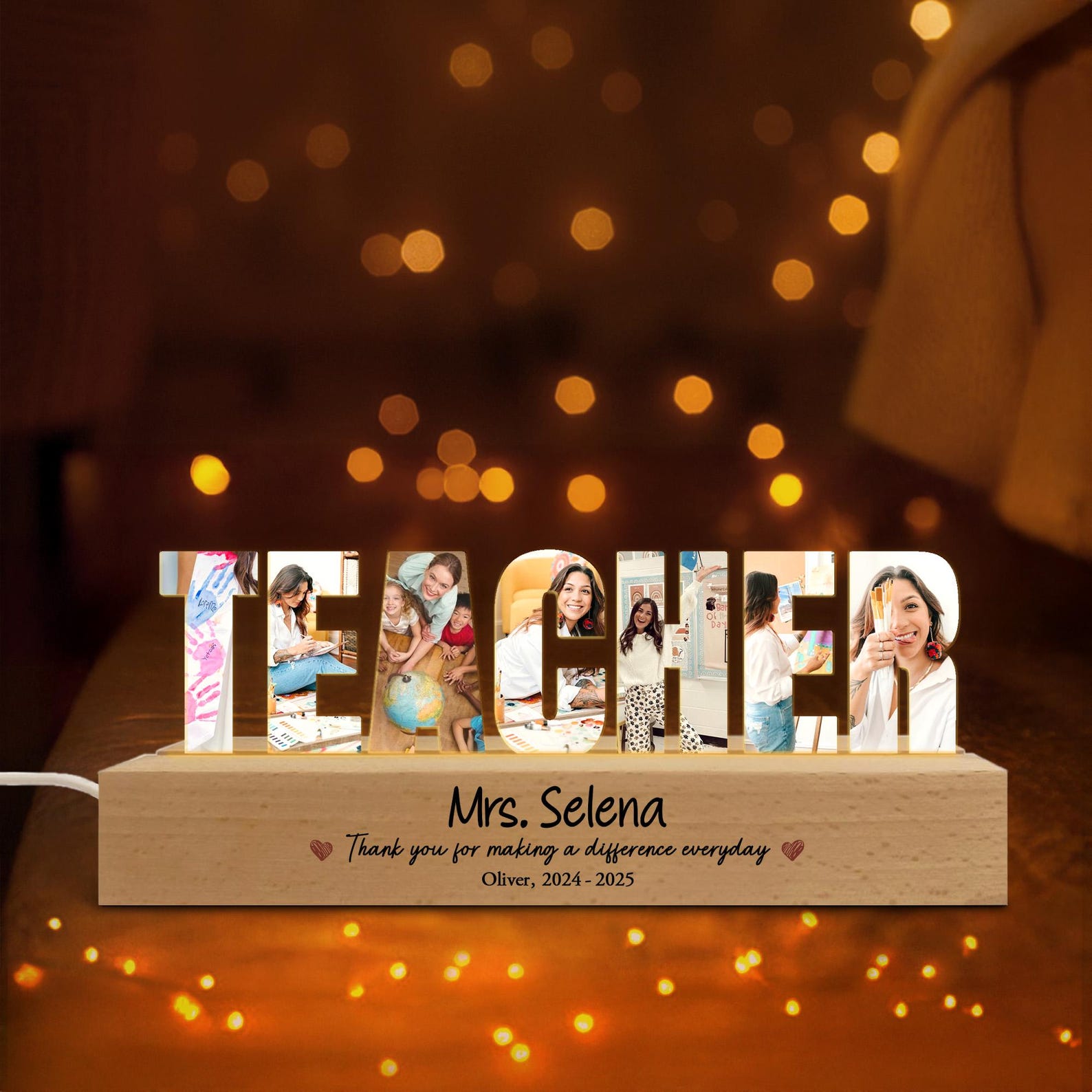 Custom Teacher Photo Collage Night Light, Teacher Appreciation Gift ...