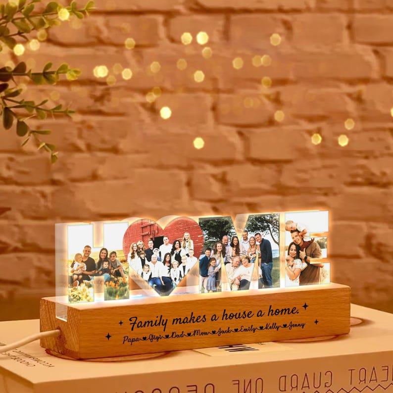 Personalized Family Photo Collage Night Light, Family Photo Gift ...