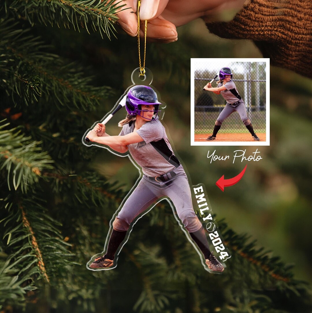 Personalized Softball Christmas Ornament, Custom Sport Player Ornament ...