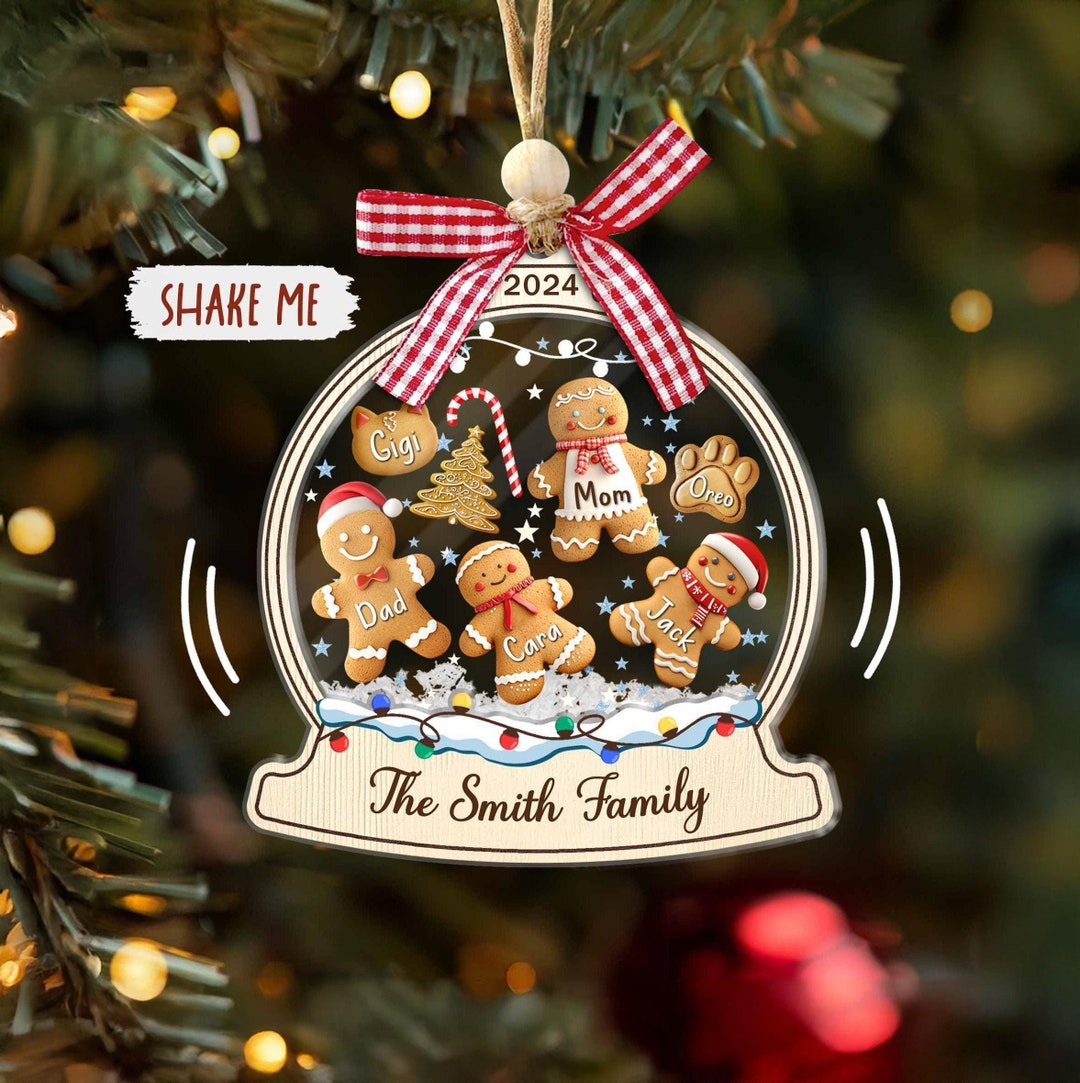 Personalized Gingerbread Family Ornament, Custom Family Christmas Gift ...